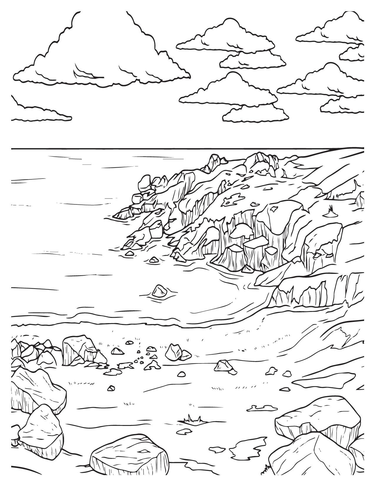 Coastal Escape Coloring Pages: Relaxing Designs