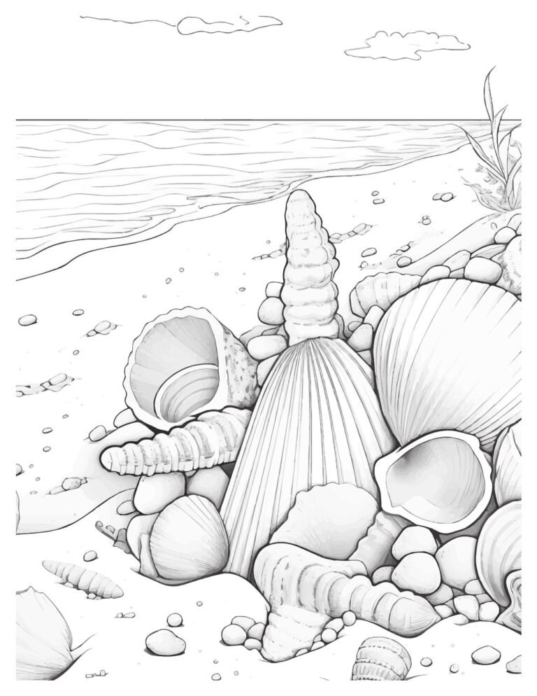 Coastal Escape Coloring Pages: Relaxing Designs