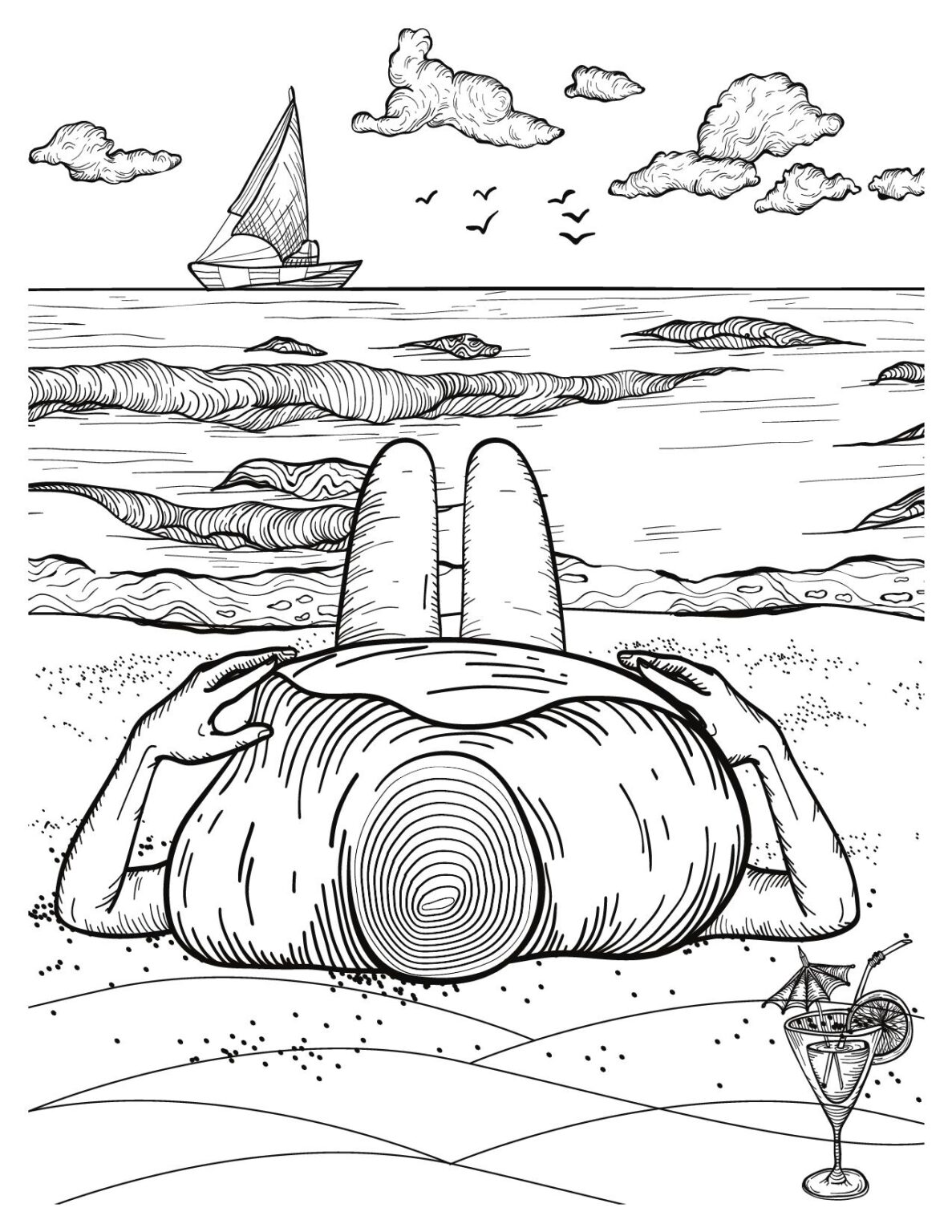 Coastal Escape Coloring Pages: Relaxing Designs