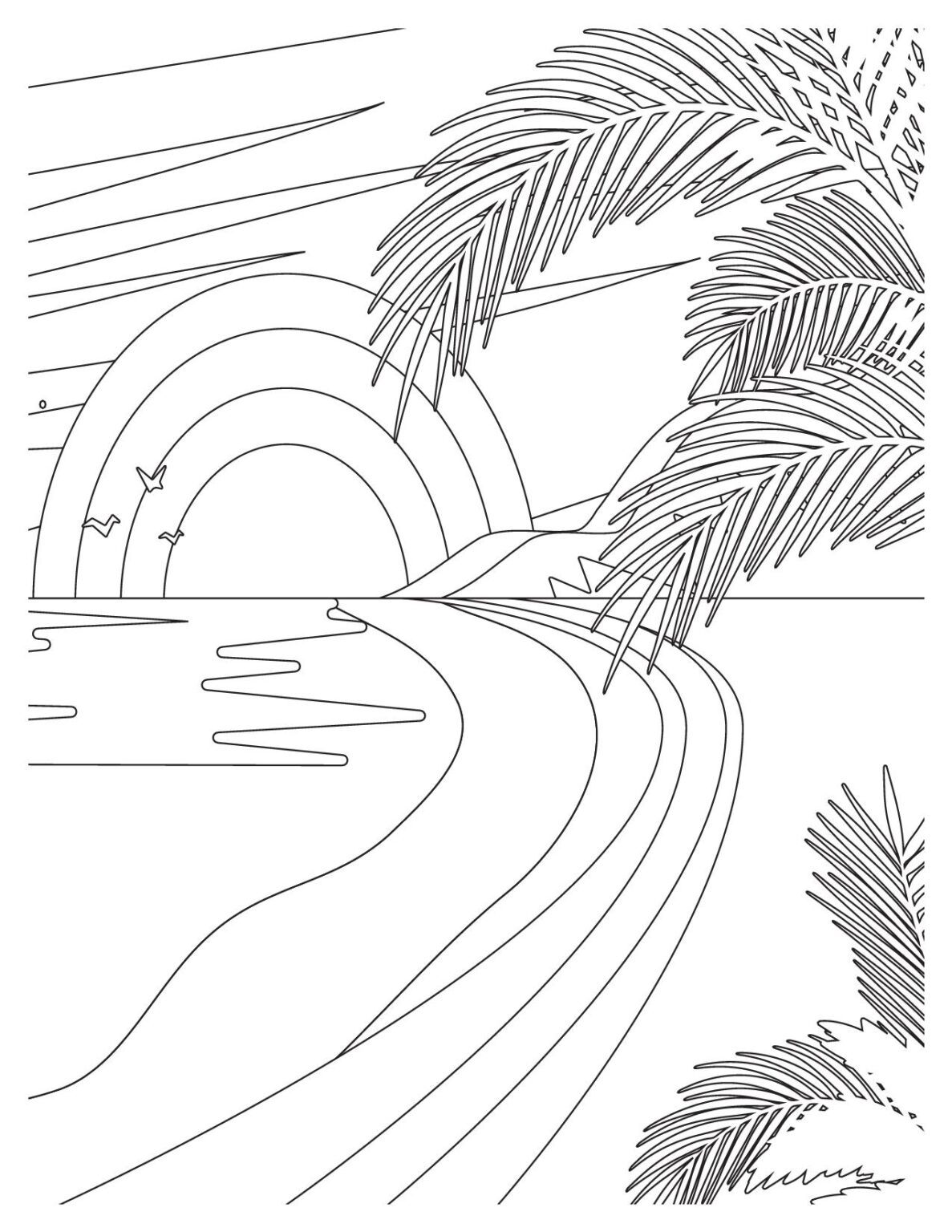 Coastal Escape Coloring Pages: Relaxing Designs