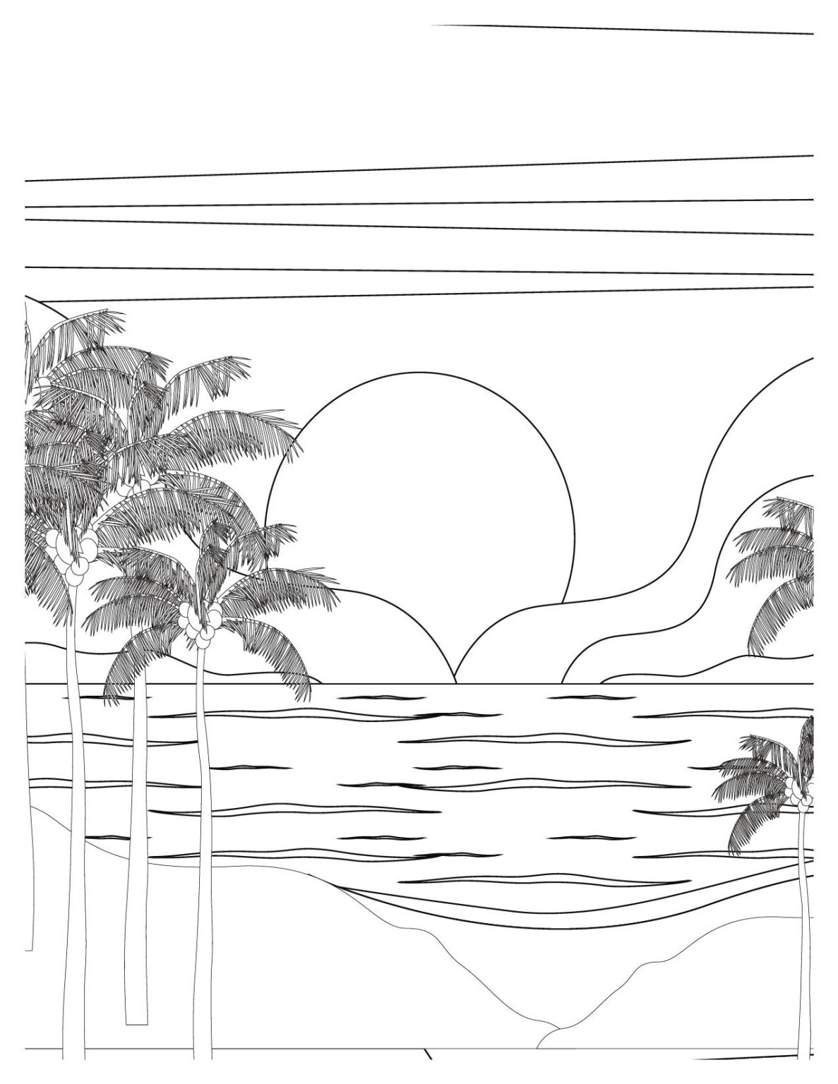 Coastal Escape Coloring Pages: Relaxing Designs