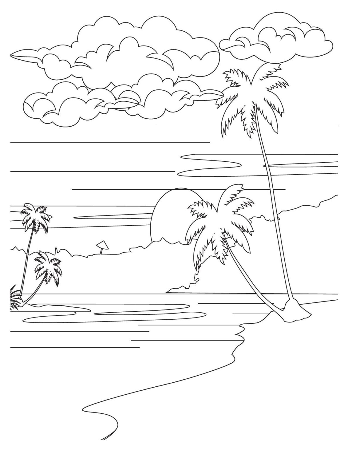 Coastal Escape Coloring Pages: Relaxing Designs