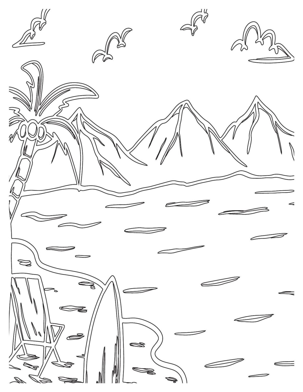 Coastal Escape Coloring Pages: Relaxing Designs
