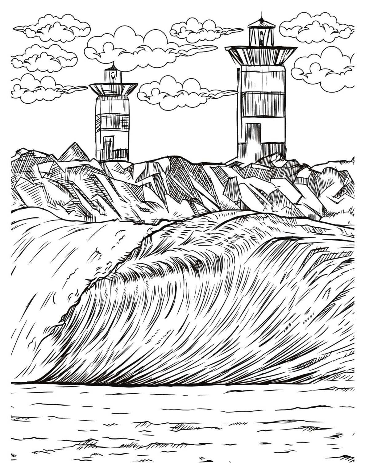 Coastal Escape Coloring Pages: Relaxing Designs