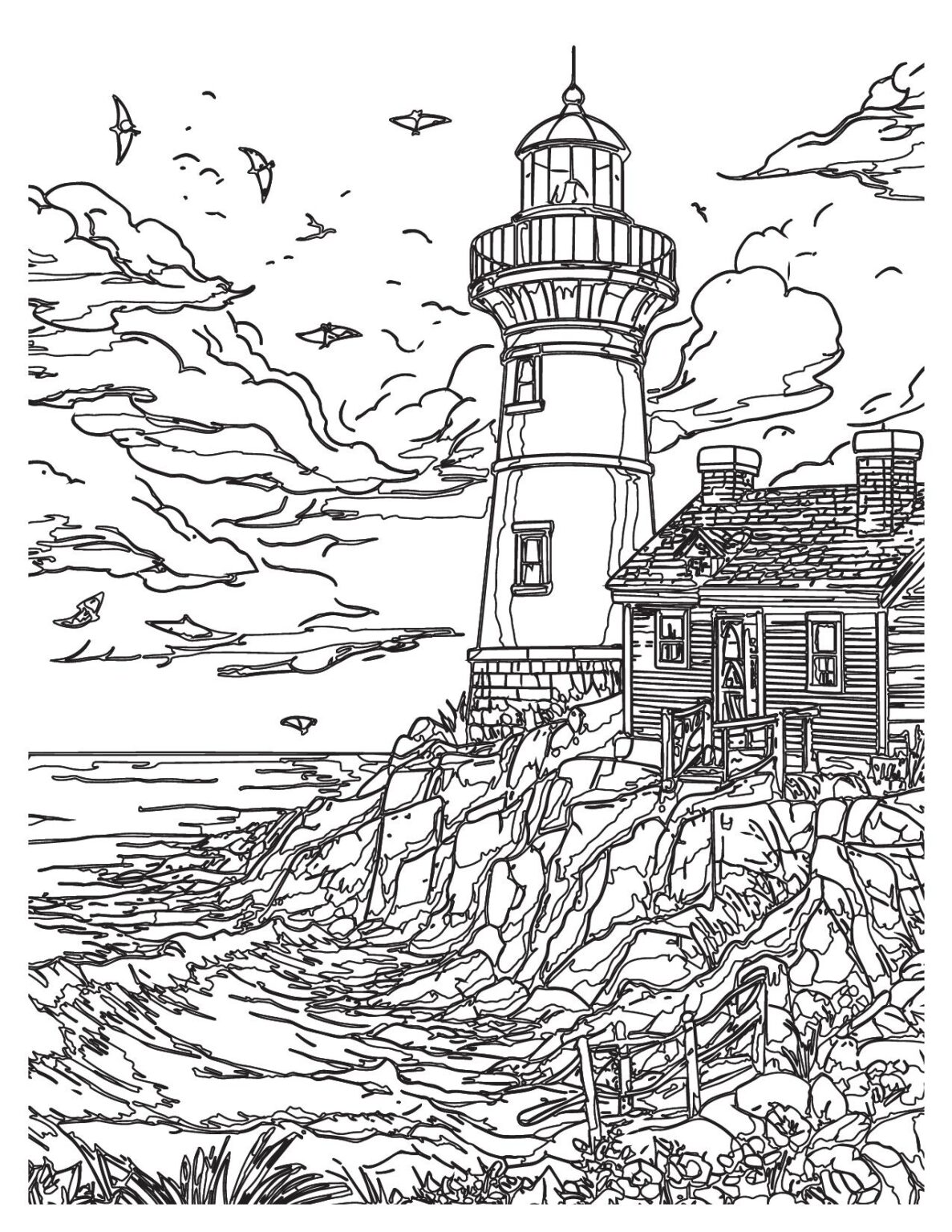 Coastal Escape Coloring Pages: Relaxing Designs