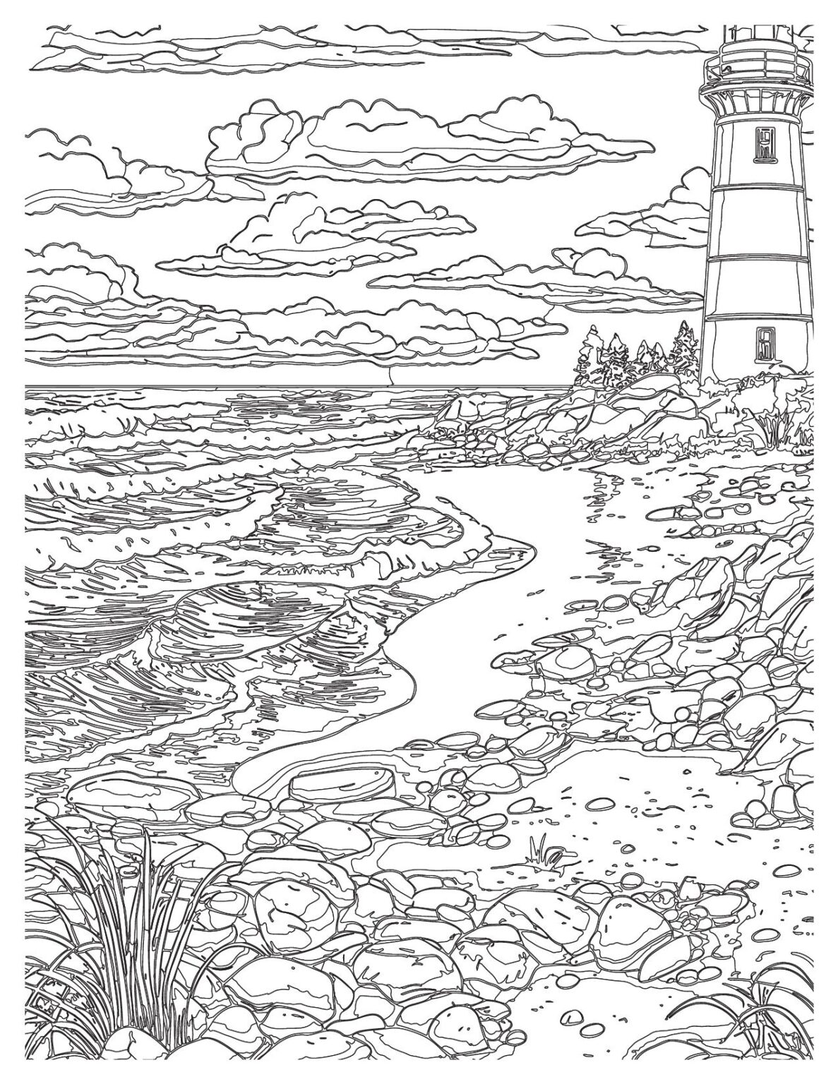Coastal Escape Coloring Pages: Relaxing Designs