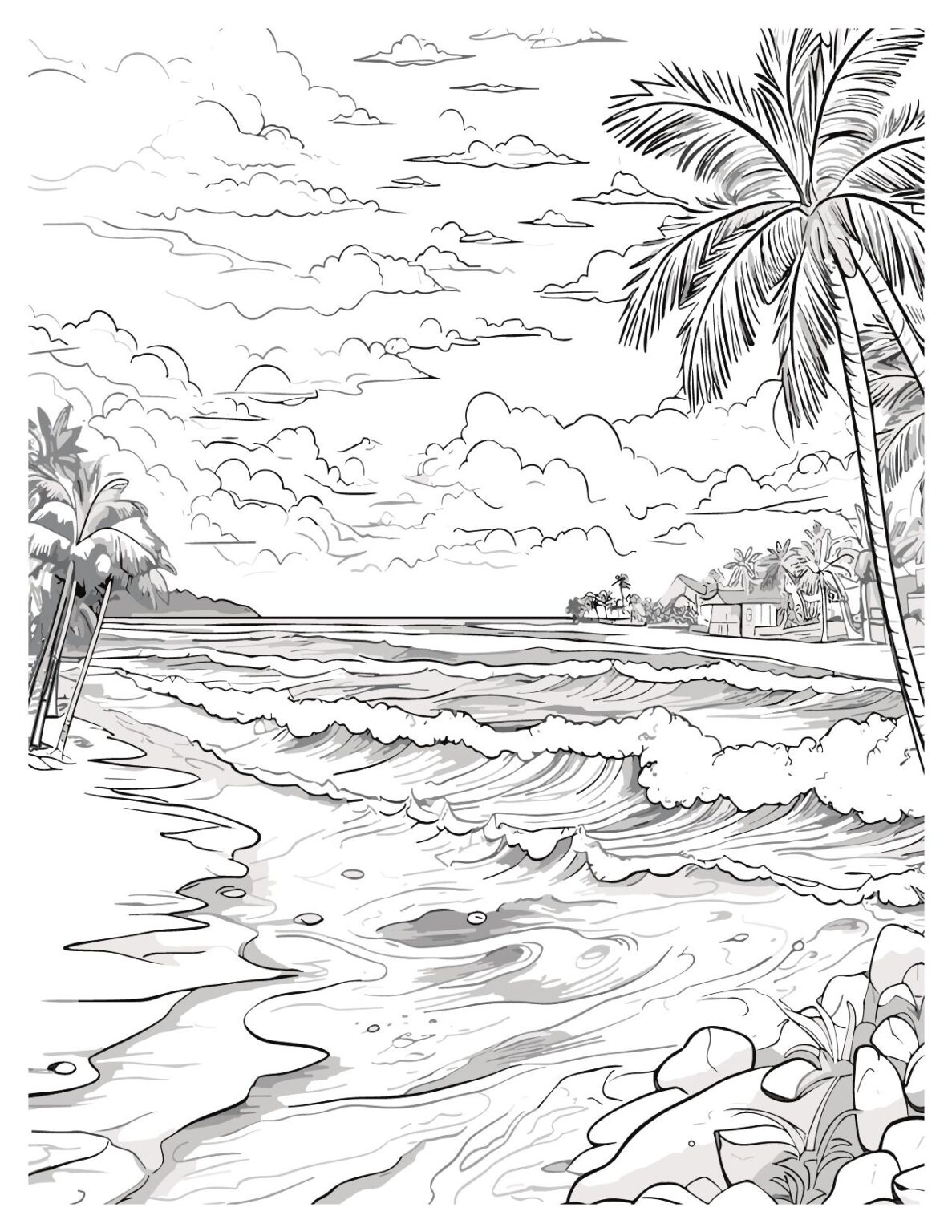 Coastal Escape Coloring Pages: Relaxing Designs