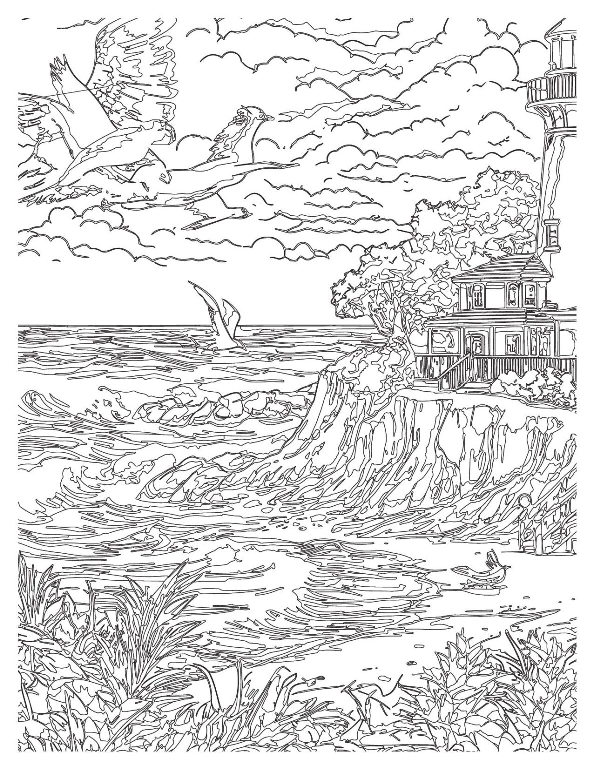 Coastal Escape Coloring Pages: Relaxing Designs