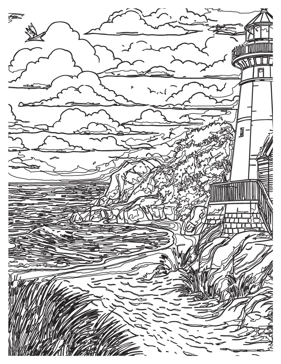 Coastal Escape Coloring Pages: Relaxing Designs
