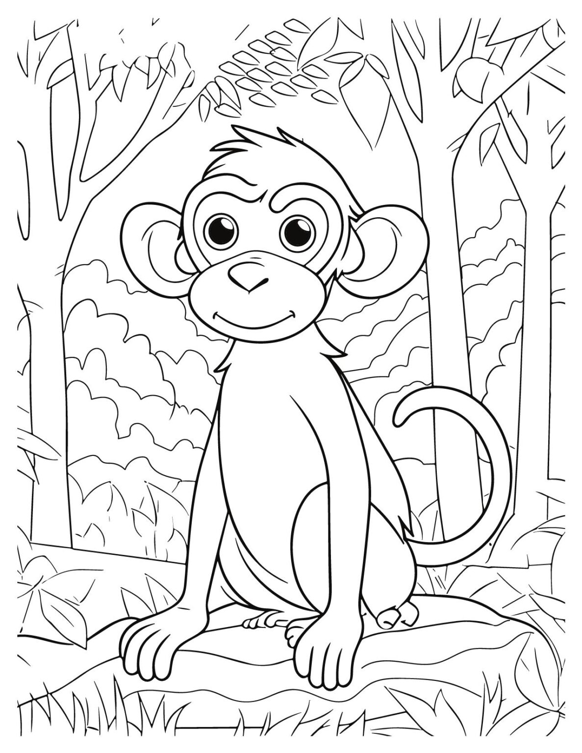 Mischievous Monkey Coloring Pages: Kid-Friendly Designs