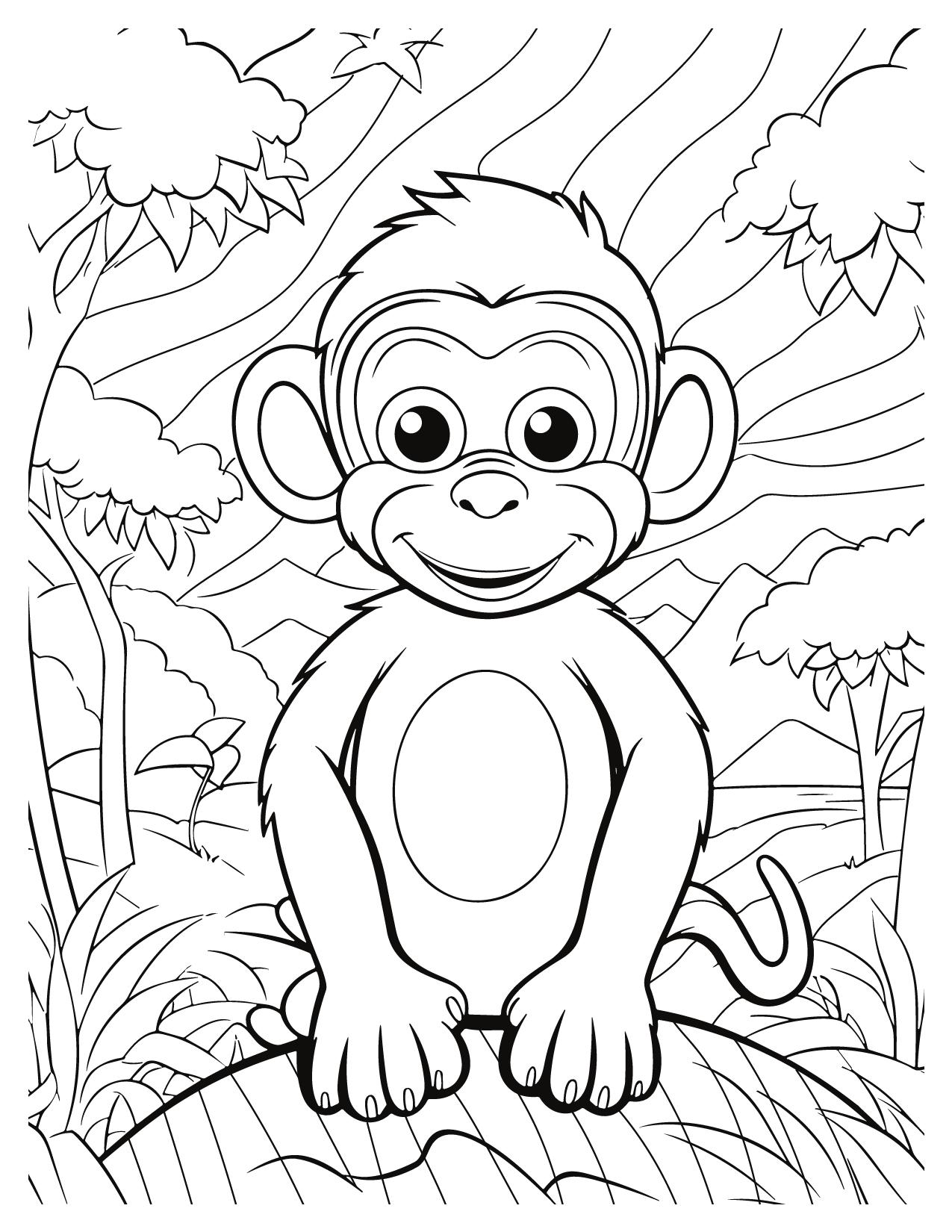 Mischievous Monkey Coloring Pages: Kid-Friendly Designs