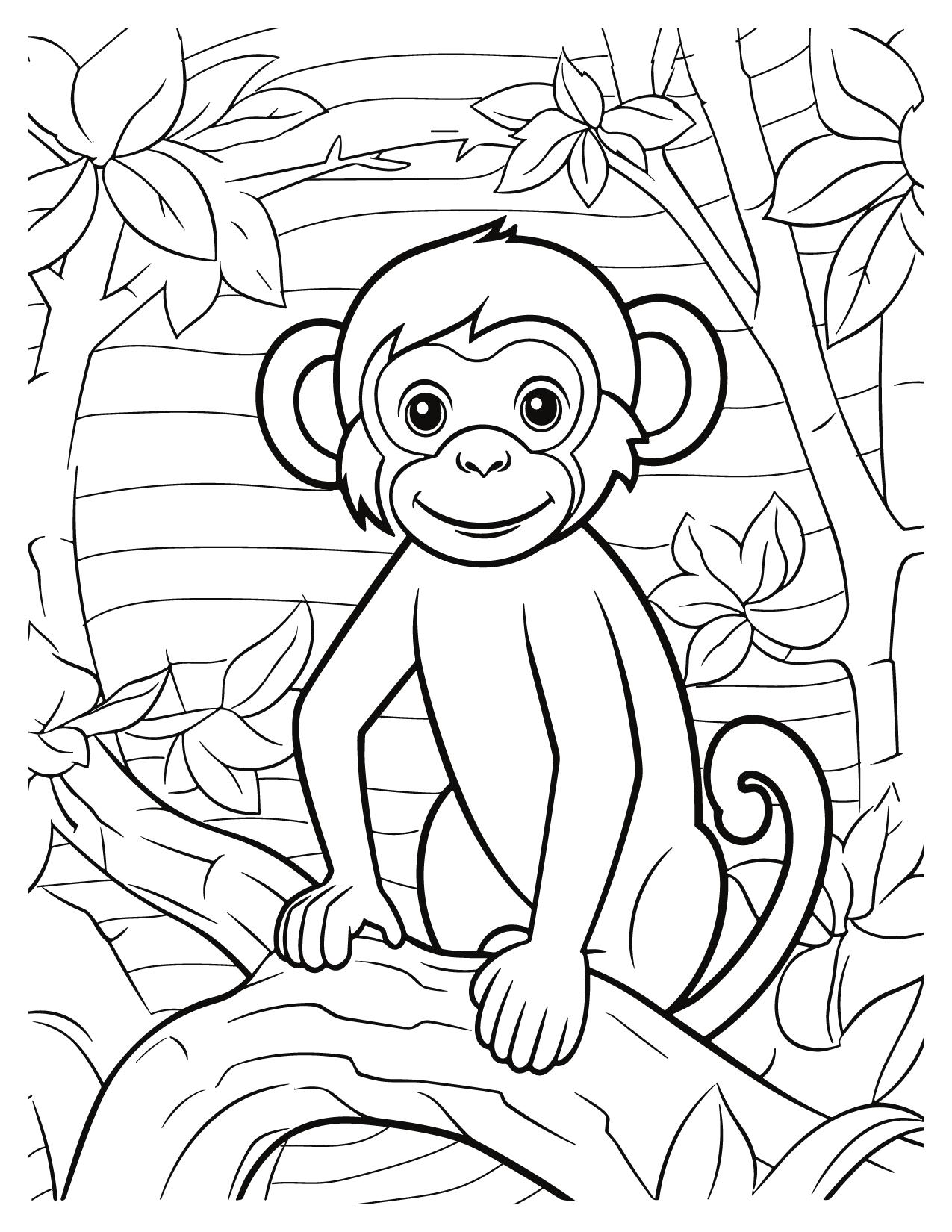 Mischievous Monkey Coloring Pages: Kid-Friendly Designs