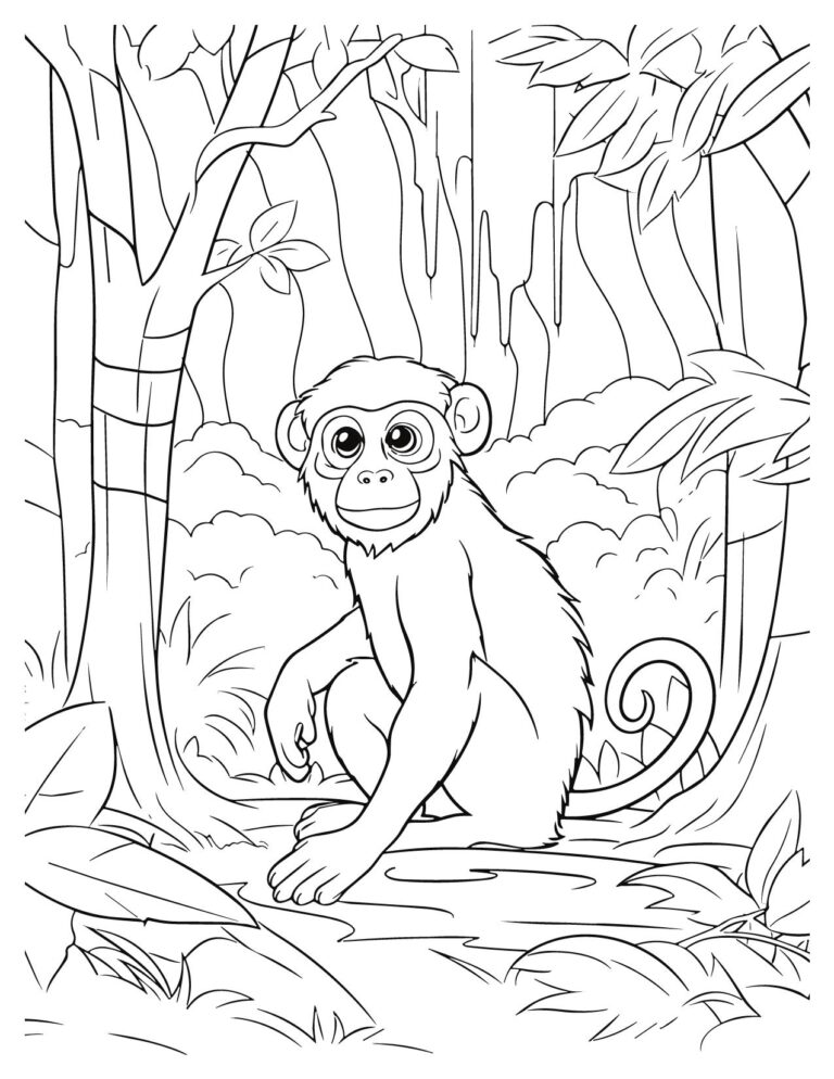 Mischievous Monkey Coloring Pages: Kid-Friendly Designs