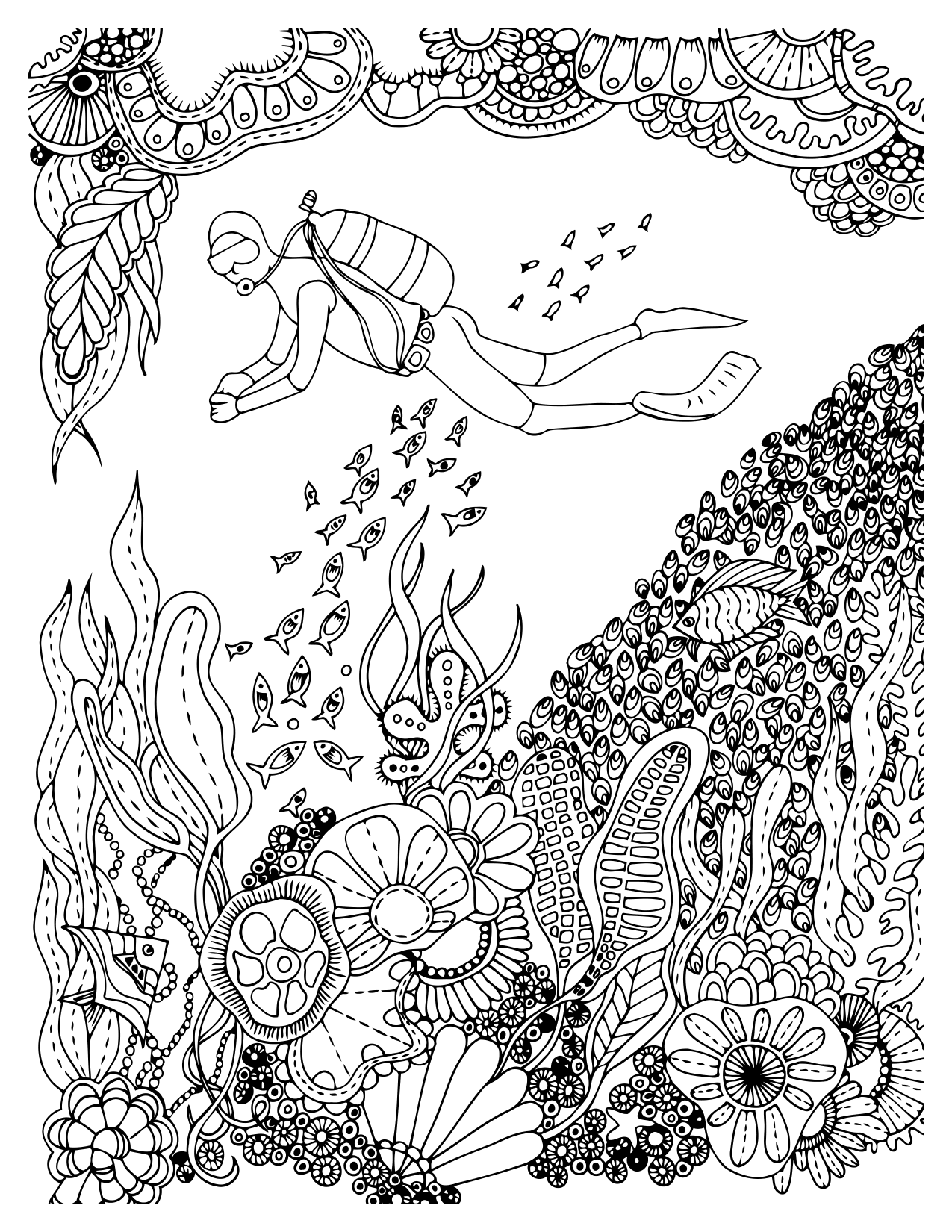 Underwater World Coloring Pages | Dive into Aquatic Art