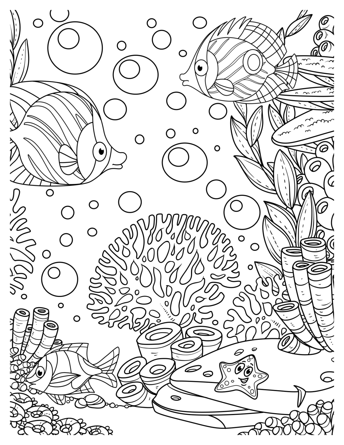 Underwater World Coloring Pages | Dive into Aquatic Art