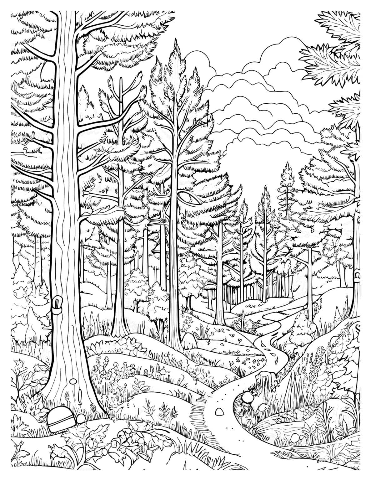 Redwood Forest Coloring Pages |Nature's Beauty in Art