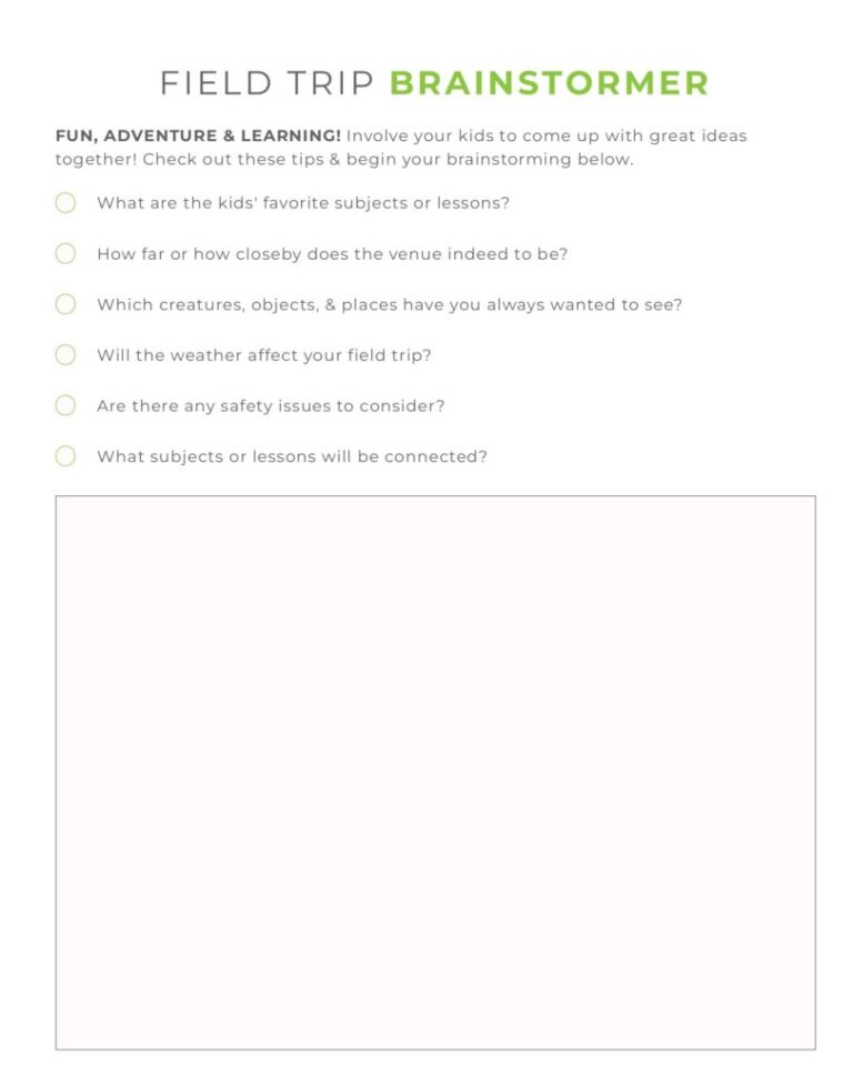 Field Trip Log Printable | Exploration Companion