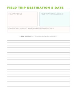 Field Trip Log Printable | Exploration Companion