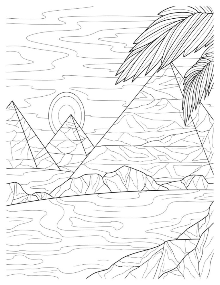 Serene Beach Coloring Pages: Relaxing Ocean Scenes