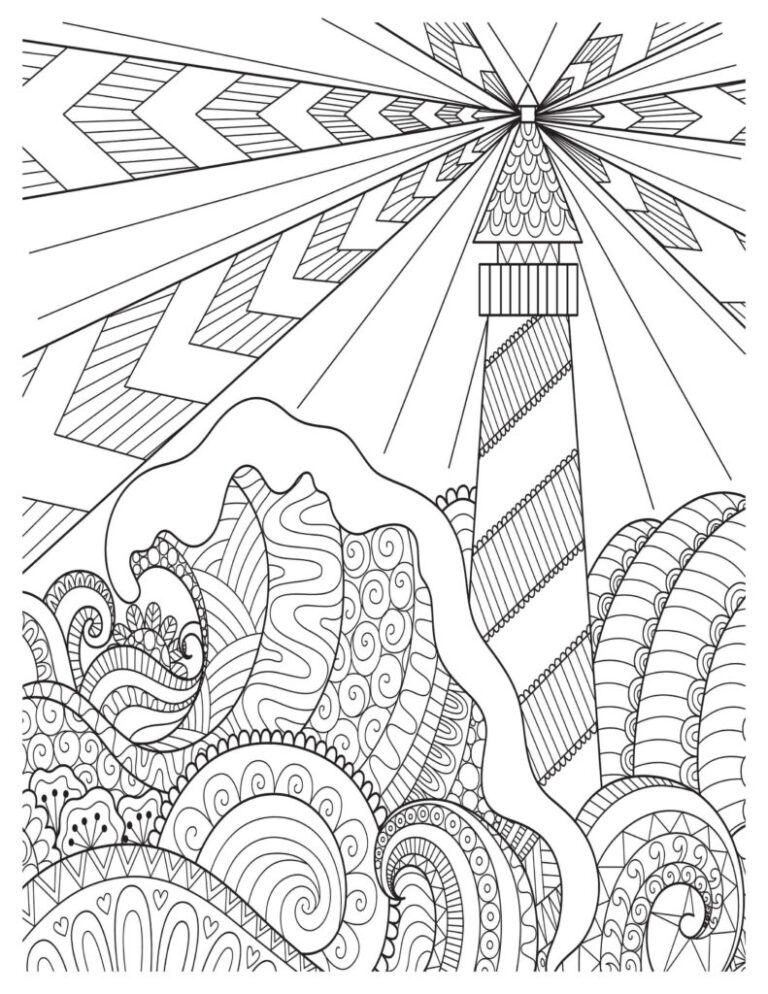 Serene Beach Coloring Pages: Relaxing Ocean Scenes