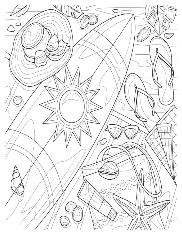 Serene Beach Coloring Pages: Relaxing Ocean Scenes