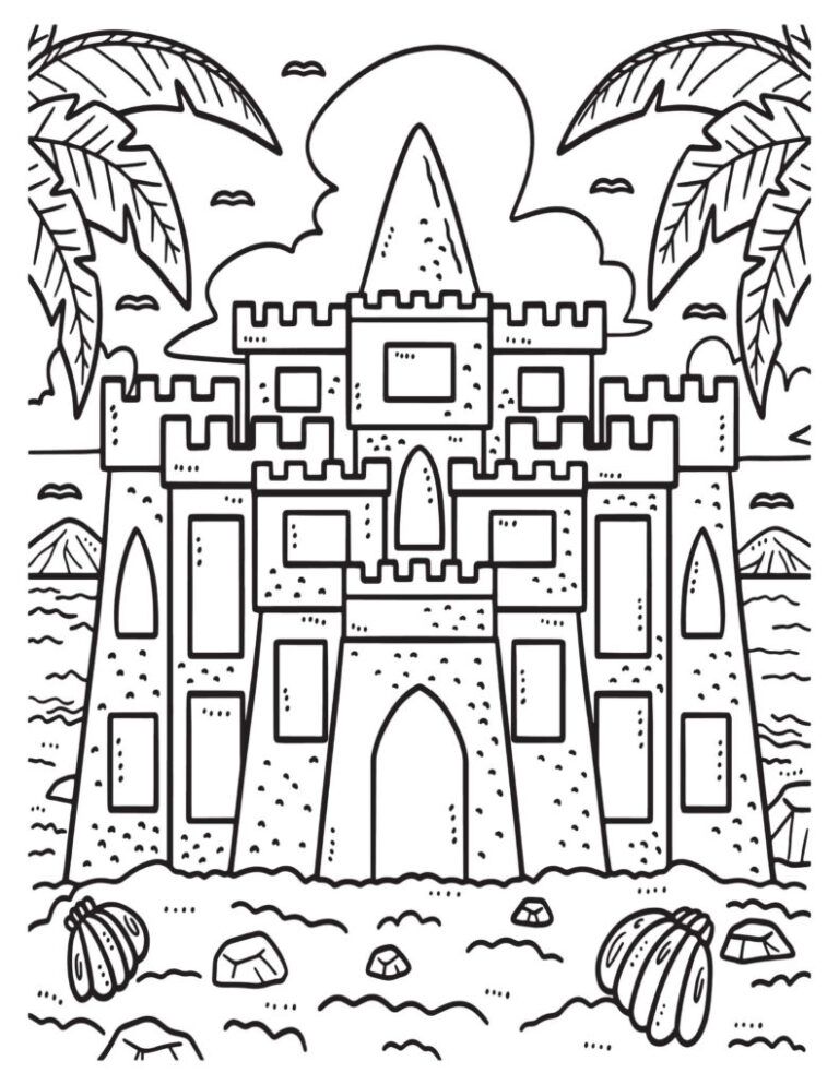 Serene Beach Coloring Pages: Relaxing Ocean Scenes