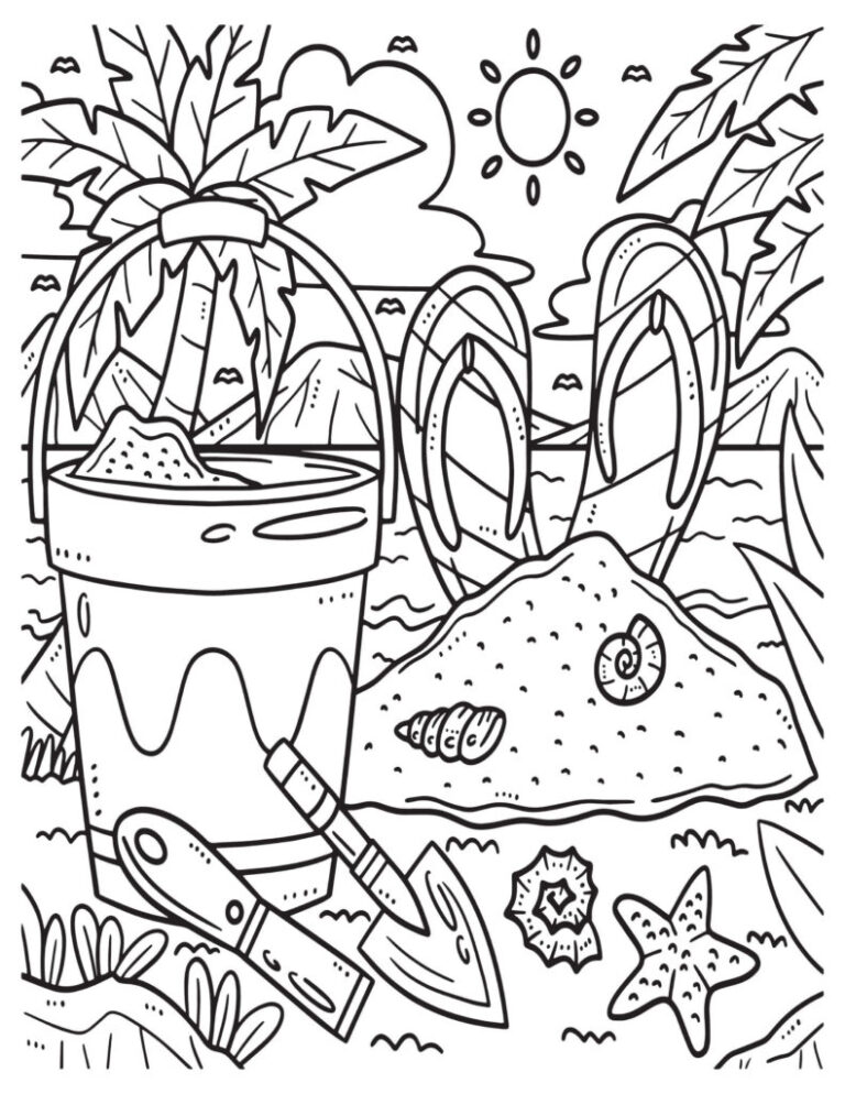 Serene Beach Coloring Pages: Relaxing Ocean Scenes