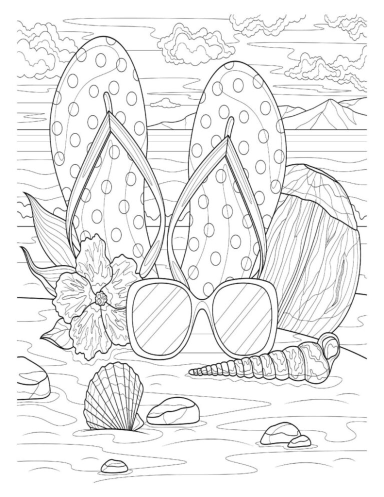 Serene Beach Coloring Pages: Relaxing Ocean Scenes