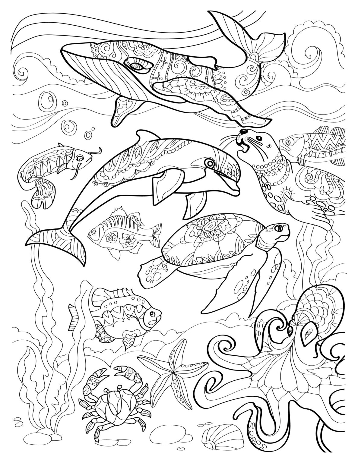 Sealife Coloring Pages: Dive into Marine Adventures