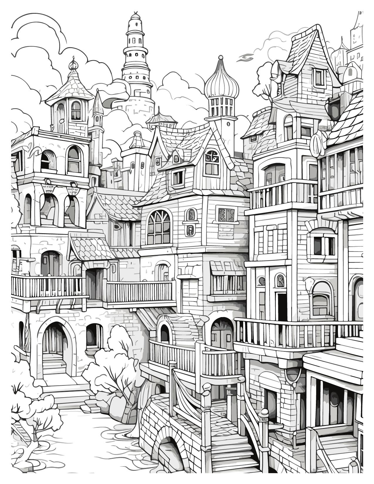 "European City Coloring Pages | Eiffel Tower, Louvre, & More!"