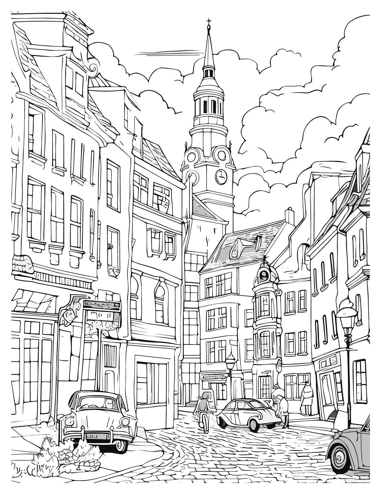 "European City Coloring Pages | Eiffel Tower, Louvre, & More!"