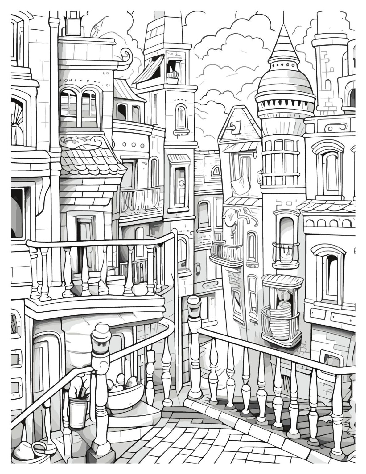 "European City Coloring Pages | Eiffel Tower, Louvre, & More!"