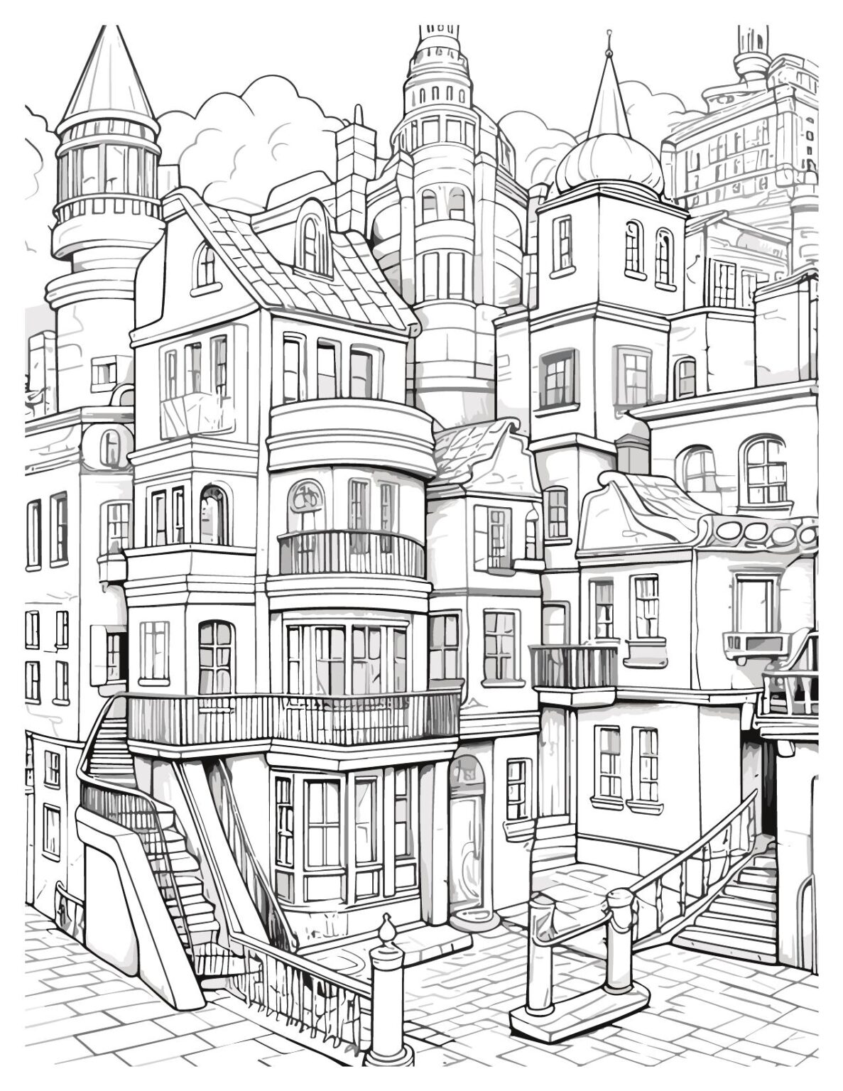 "European City Coloring Pages | Eiffel Tower, Louvre, & More!"