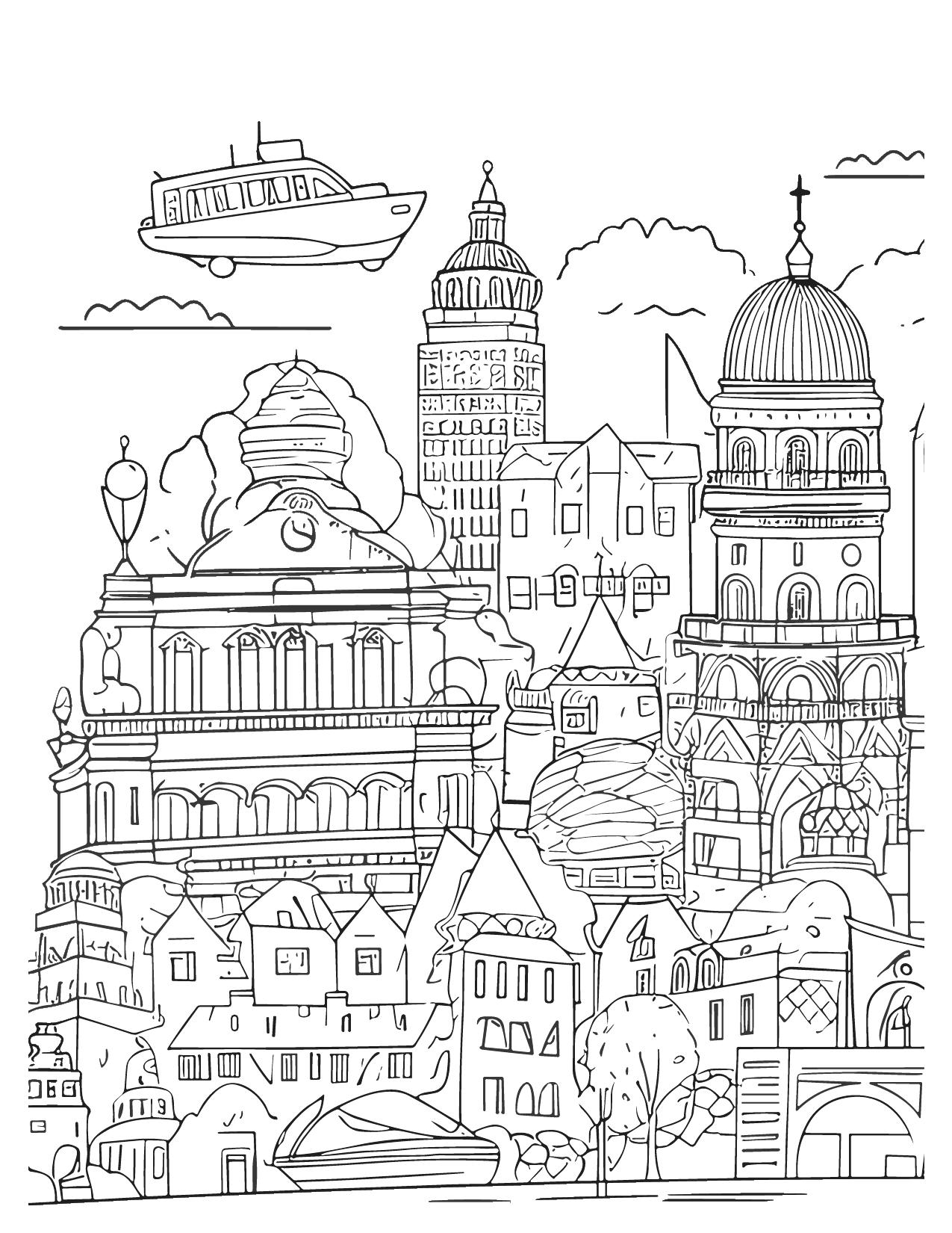 "European City Coloring Pages | Eiffel Tower, Louvre, & More!"