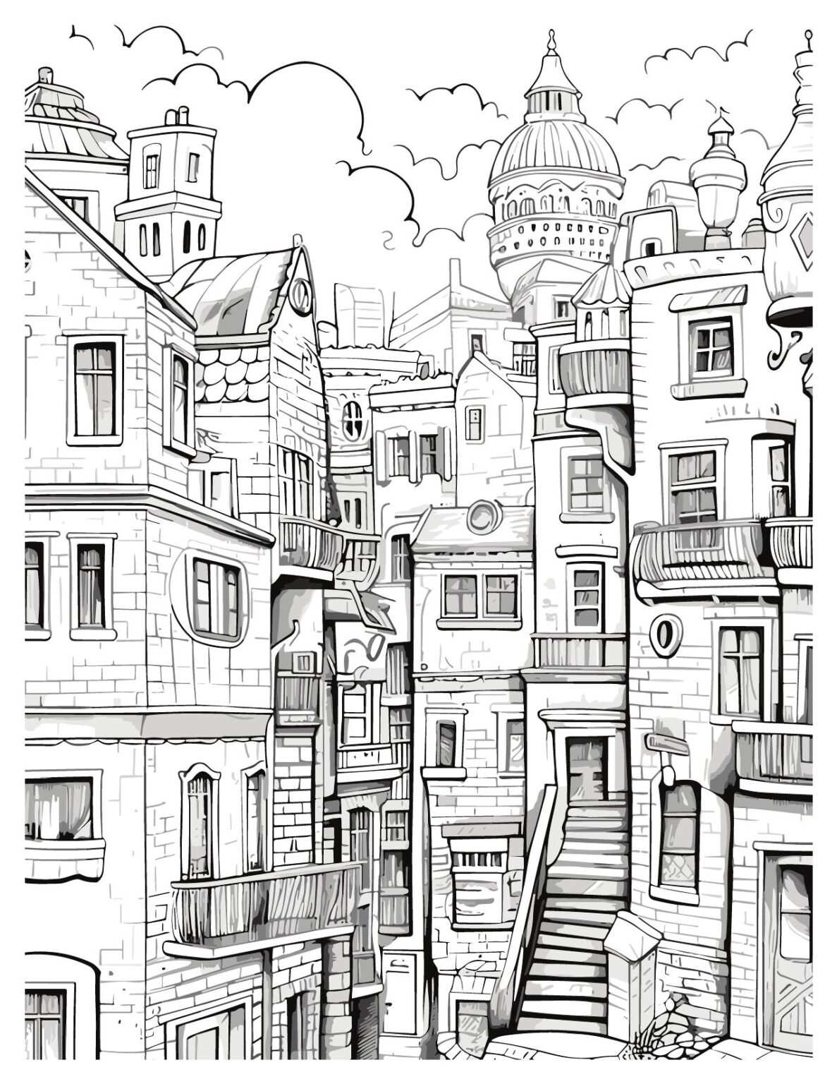 "European City Coloring Pages | Eiffel Tower, Louvre, & More!"