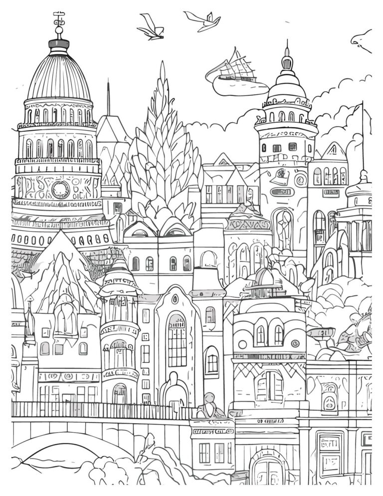 "European City Coloring Pages | Eiffel Tower, Louvre, & More!"