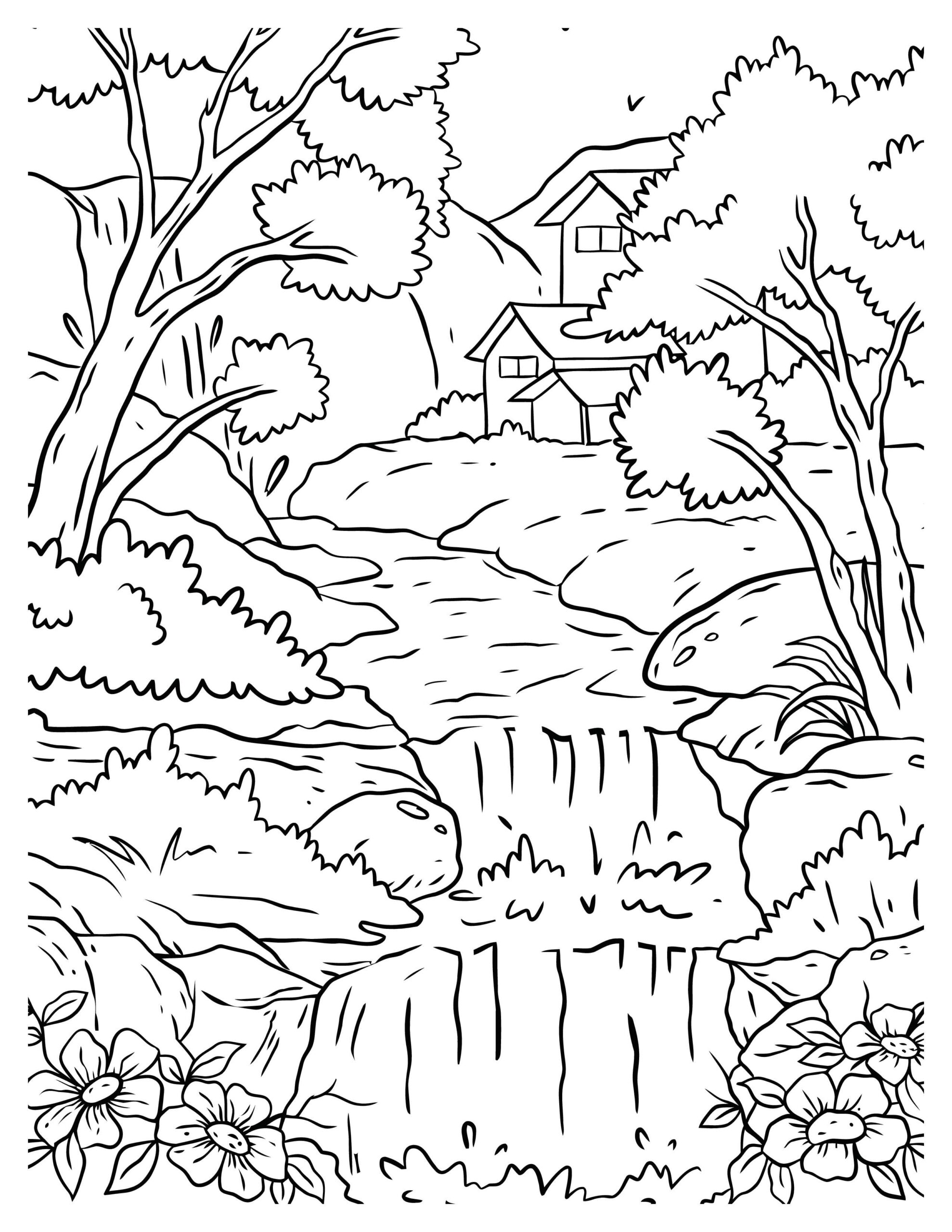 Waterfall Coloring Pages: Printable Scenes Of Natural Beauty