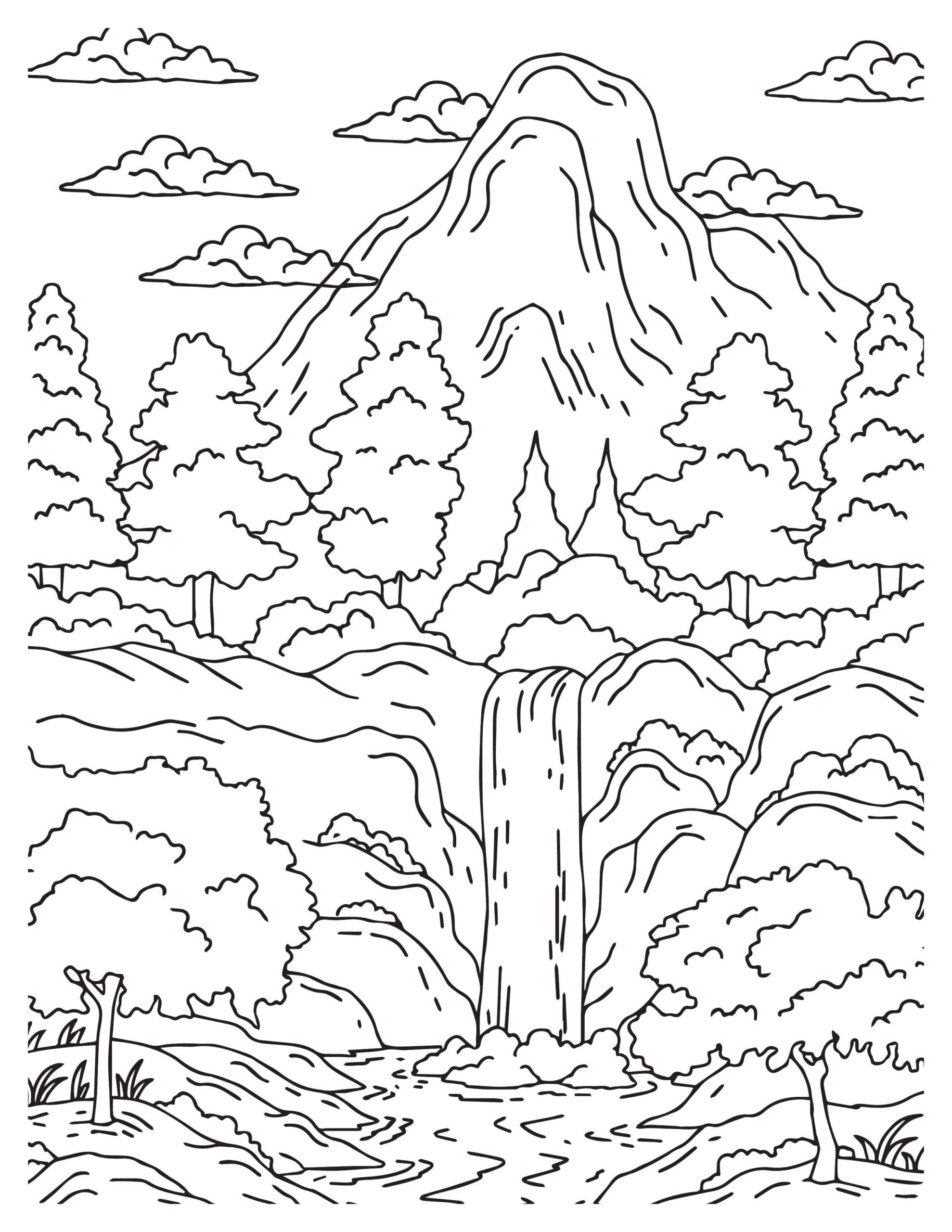 Waterfall Coloring Pages: Printable Scenes Of Natural Beauty