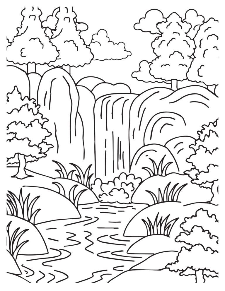 Waterfall Coloring Pages: Printable Scenes Of Natural Beauty