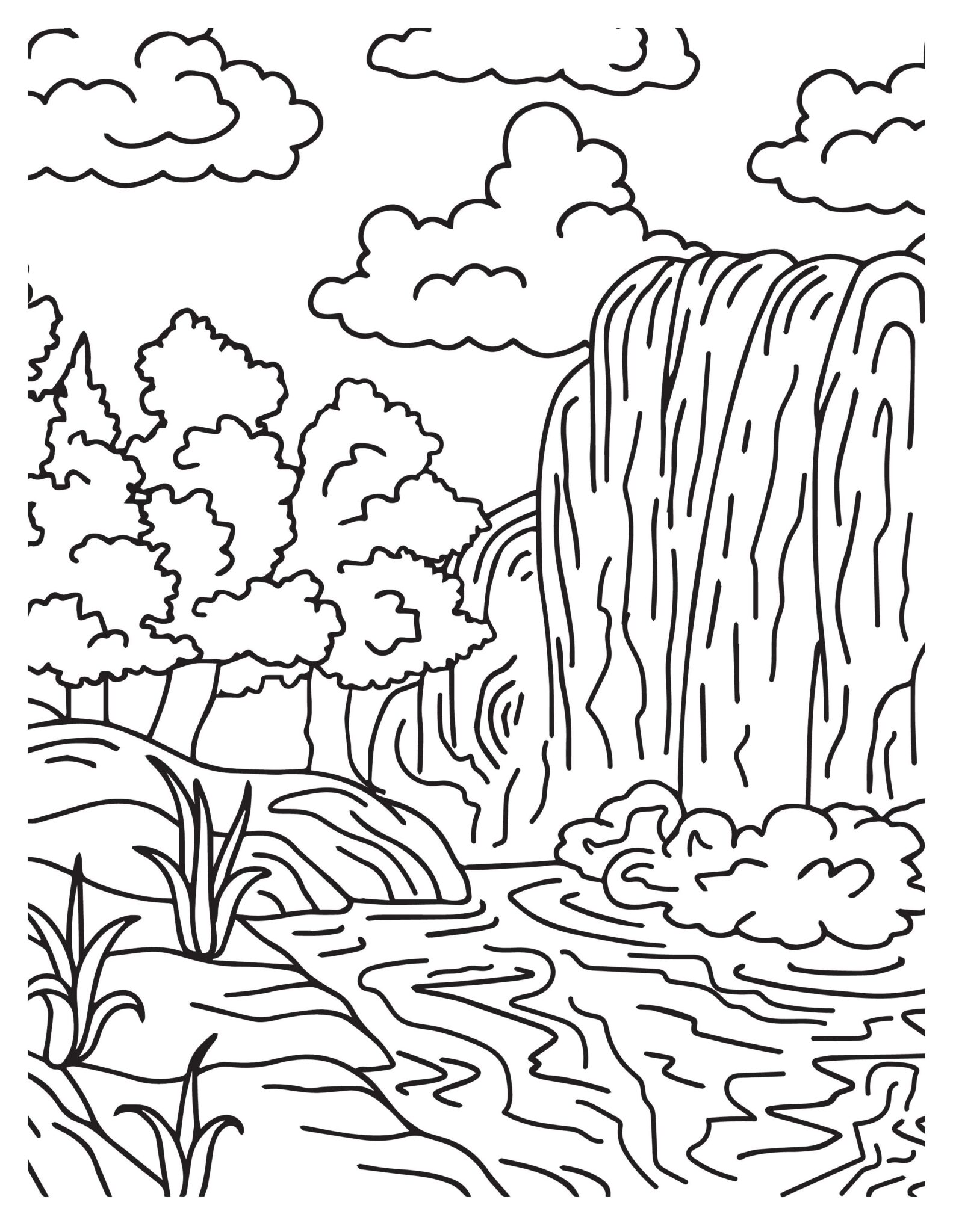 Waterfall Coloring Pages: Printable Scenes Of Natural Beauty