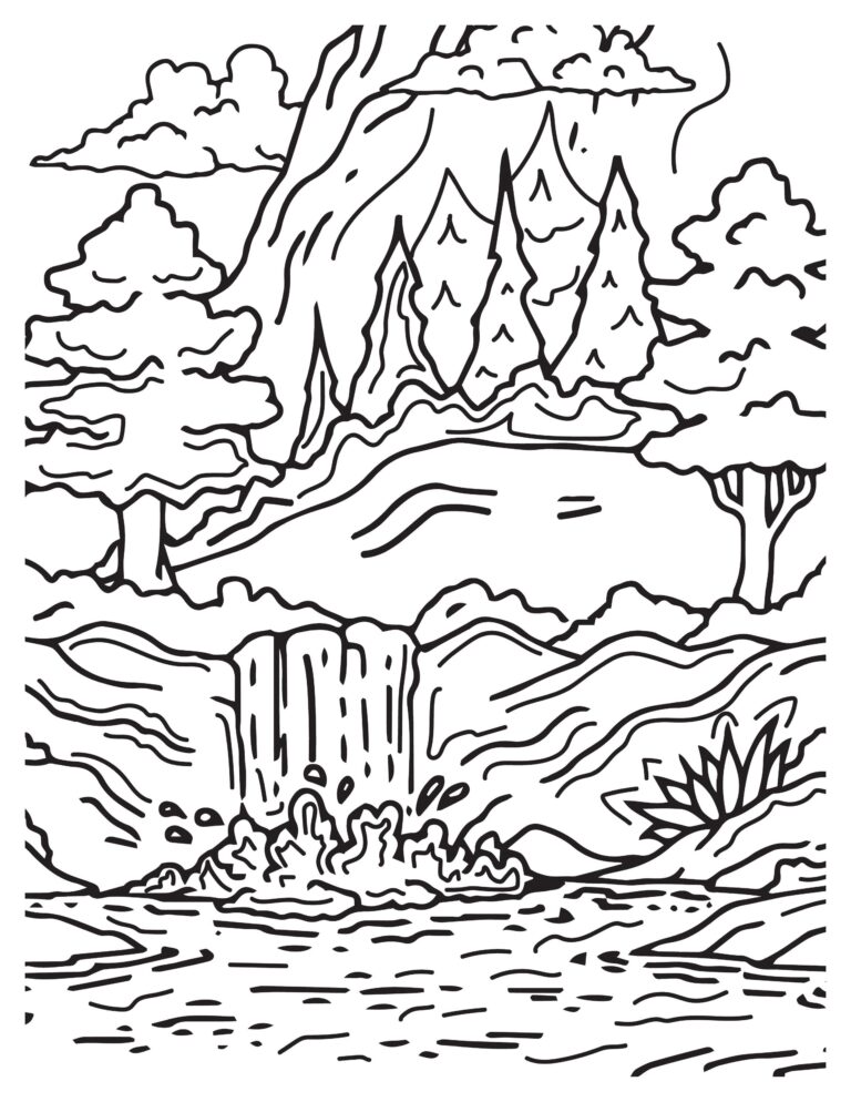 Waterfall Coloring Pages: Printable Scenes Of Natural Beauty