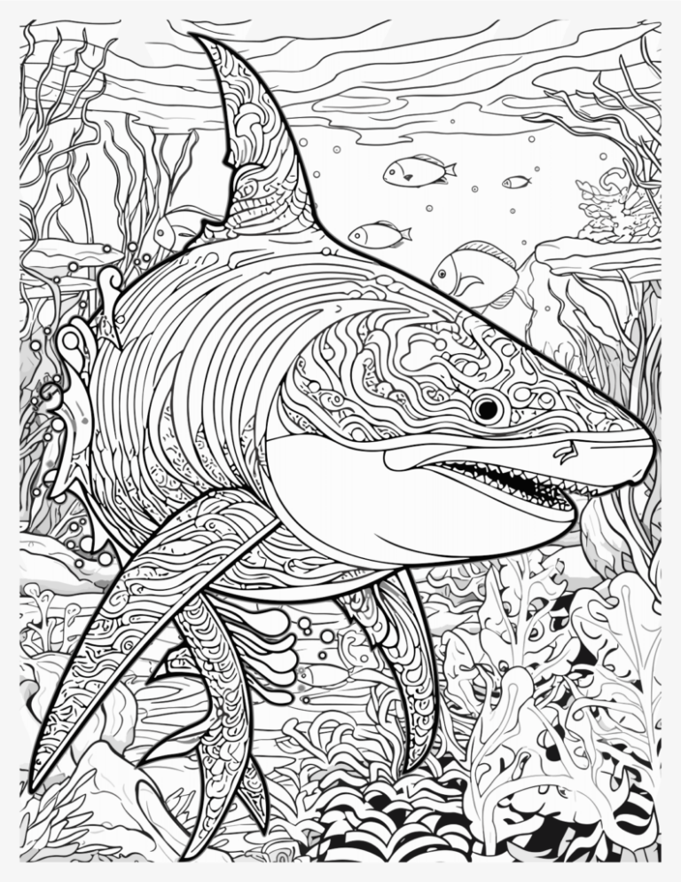 Shark Adventure Coloring Pages: Dive into Ocean Fun