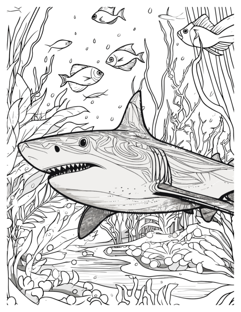 Shark Adventure Coloring Pages: Dive into Ocean Fun