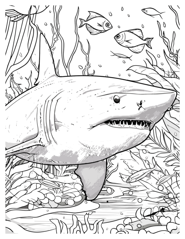 Shark Adventure Coloring Pages: Dive into Ocean Fun