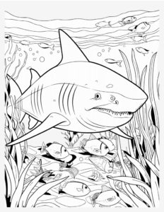 Shark Adventure Coloring Pages: Dive into Ocean Fun