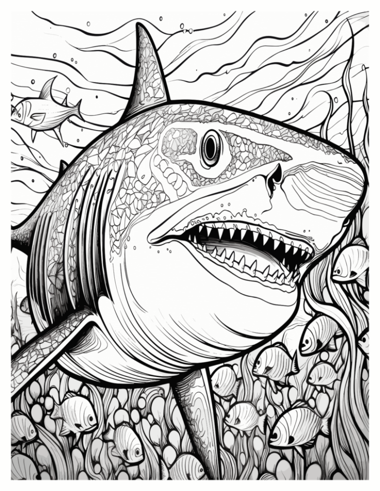Shark Adventure Coloring Pages: Dive into Ocean Fun