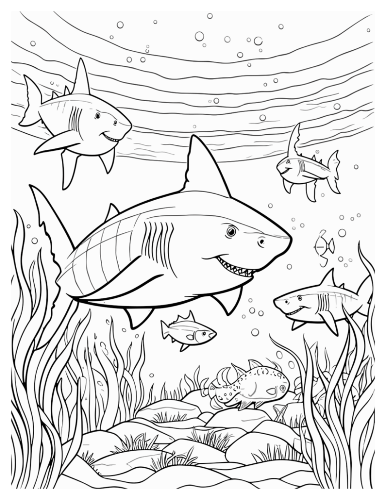 Shark Adventure Coloring Pages: Dive into Ocean Fun