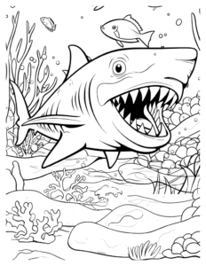 Shark Adventure Coloring Pages: Dive into Ocean Fun