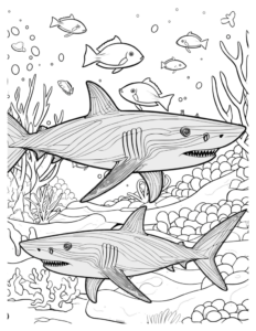 Shark Adventure Coloring Pages: Dive into Ocean Fun