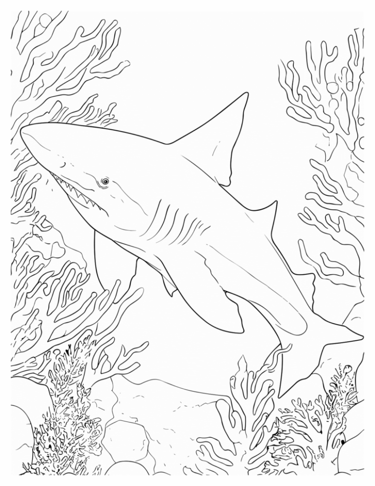 Shark Adventure Coloring Pages: Dive into Ocean Fun